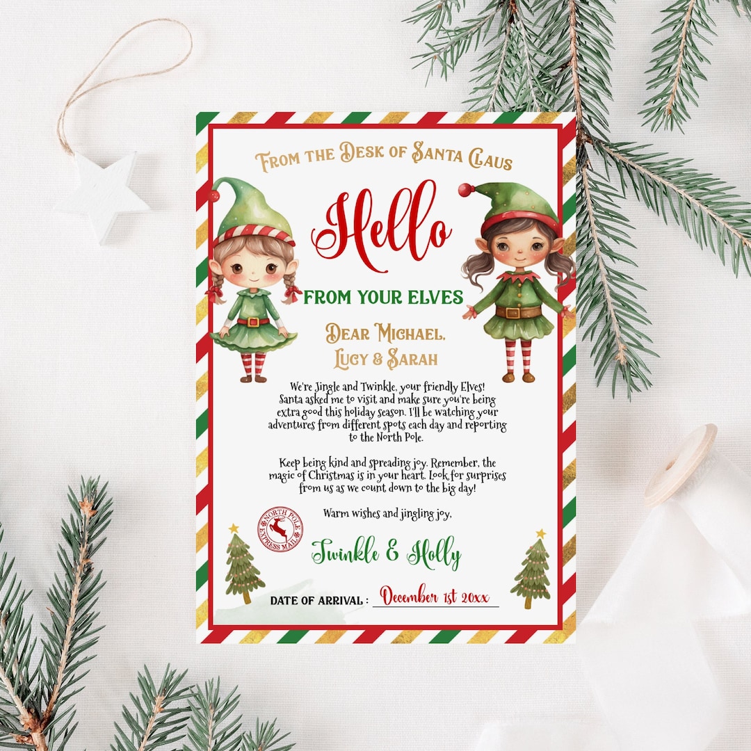 Editable Elf Hello Letter Printable Elf Letter Elf Arrival Letter Elves ...