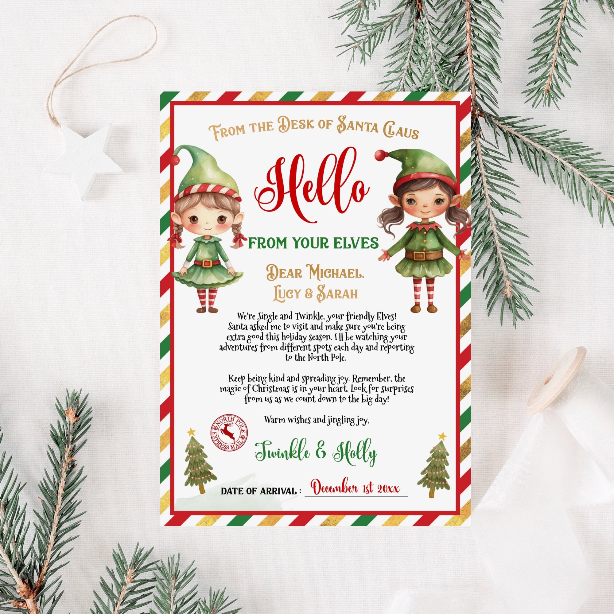 Editable Elf Hello Letter Printable Elf Letter Elf Arrival Letter Elves ...