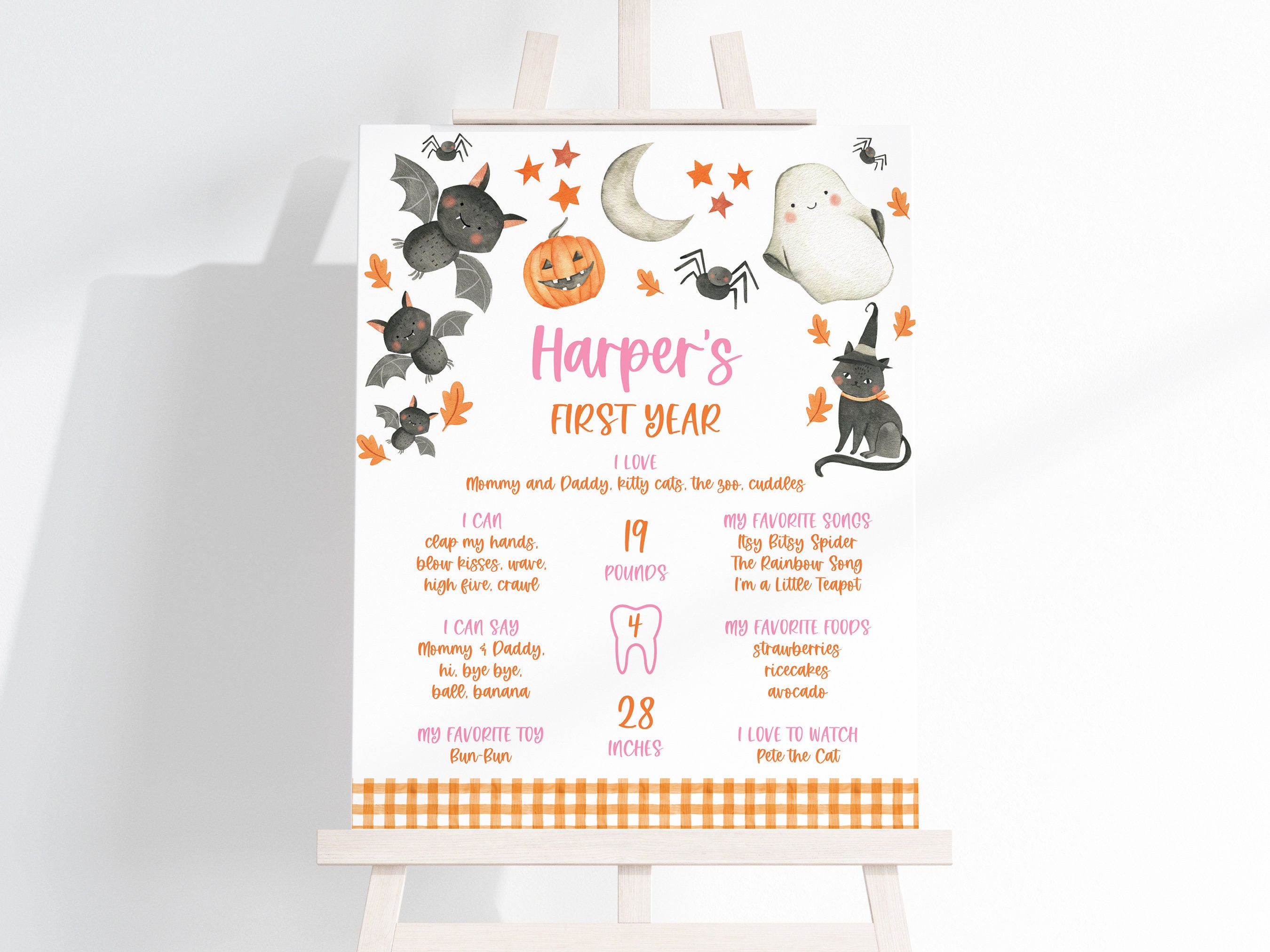 Editable Halloween First Birthday Milestone Sign Spooky One 1st ...