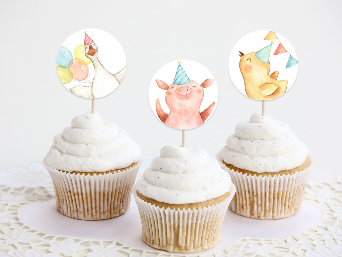 Farm Animal Cupcake Toppers Printable Barnyard Animals Cupcake - Etsy