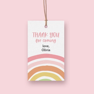 Editable Rainbow Favor Tag Template Printable Rectangle Girl Birthday ...