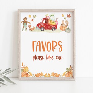 Favors Please Take One Fall Printable Table Sign Pumpkin Truck Birthday ...