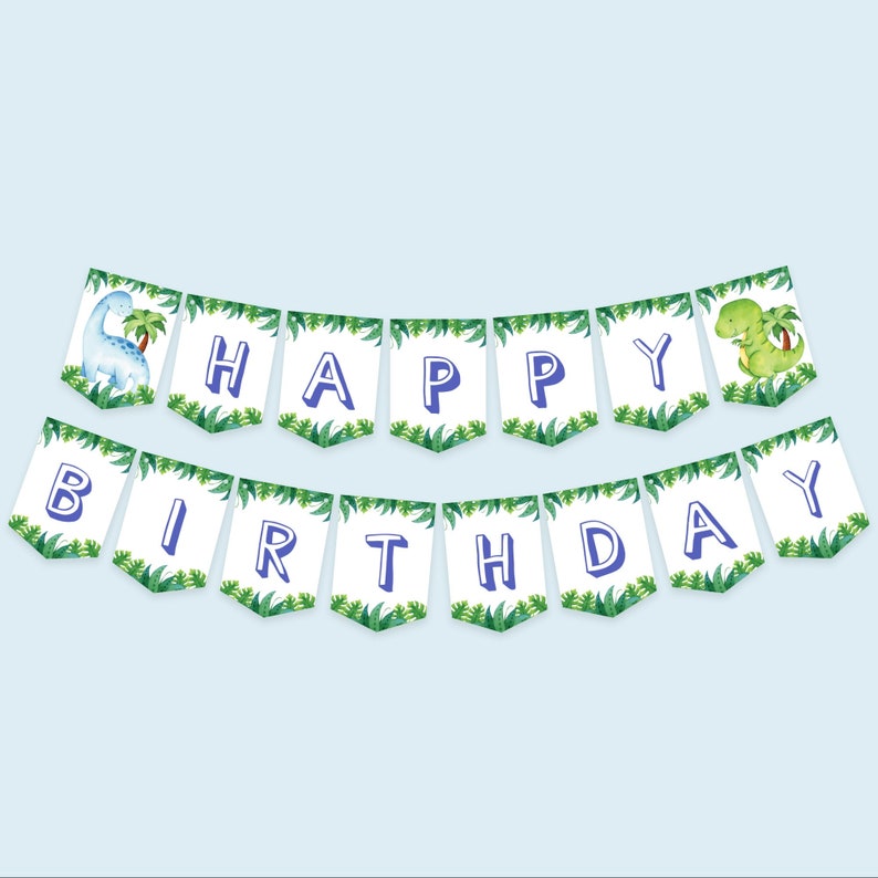 Happy Birthday Banner Dinosaur Printable Birthday Bunting Boy - Etsy