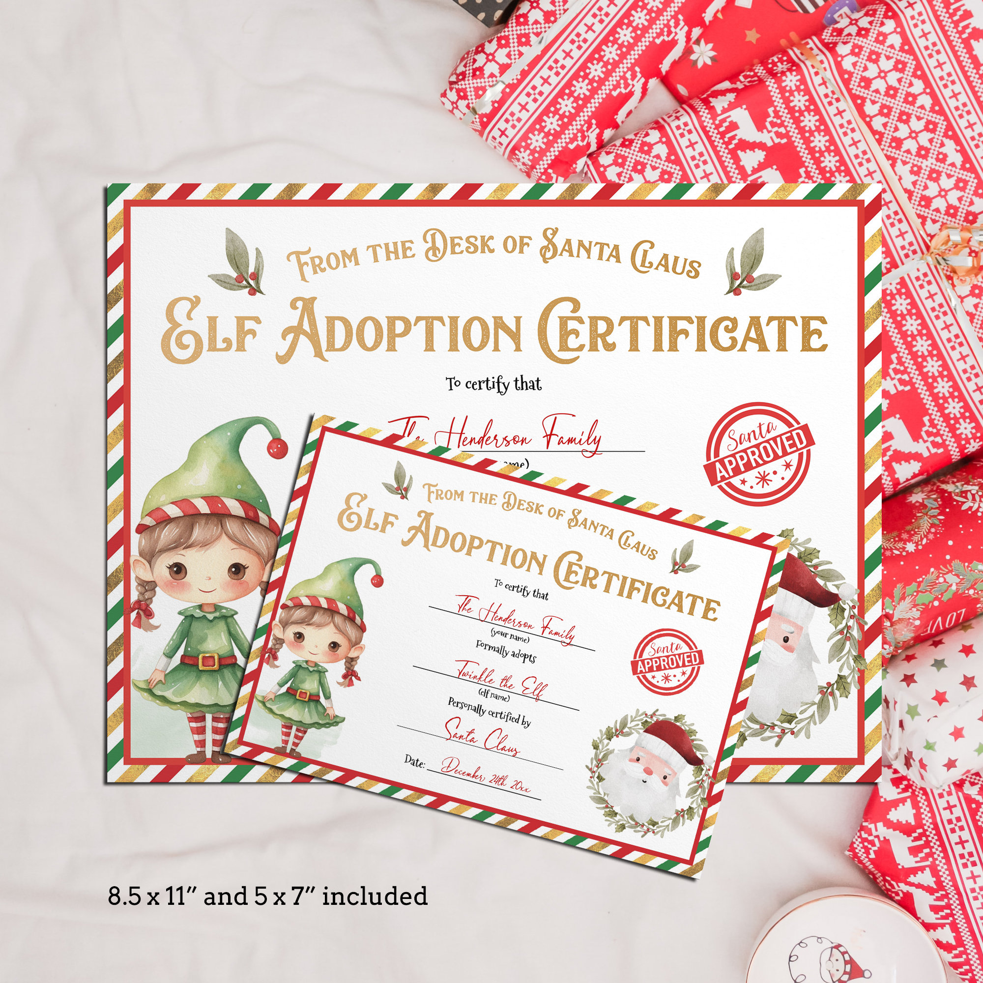 Editable Elf Adoption Certificate Printable Adopt an Elf Letter ...