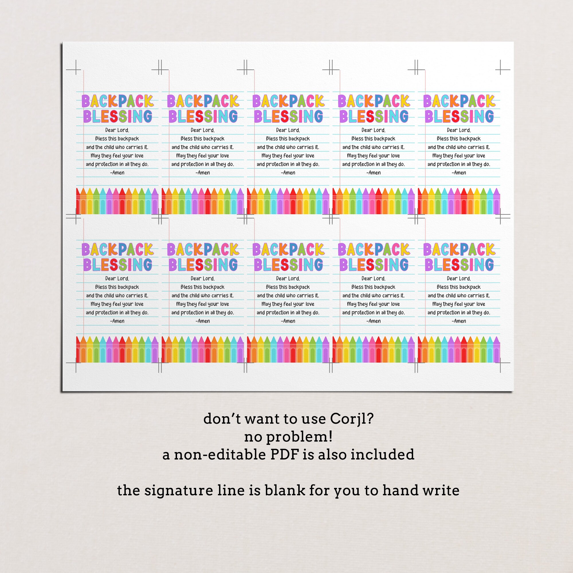 Backpack Blessing Tag Printable, Backpack Prayer Card Tag, Editable ...