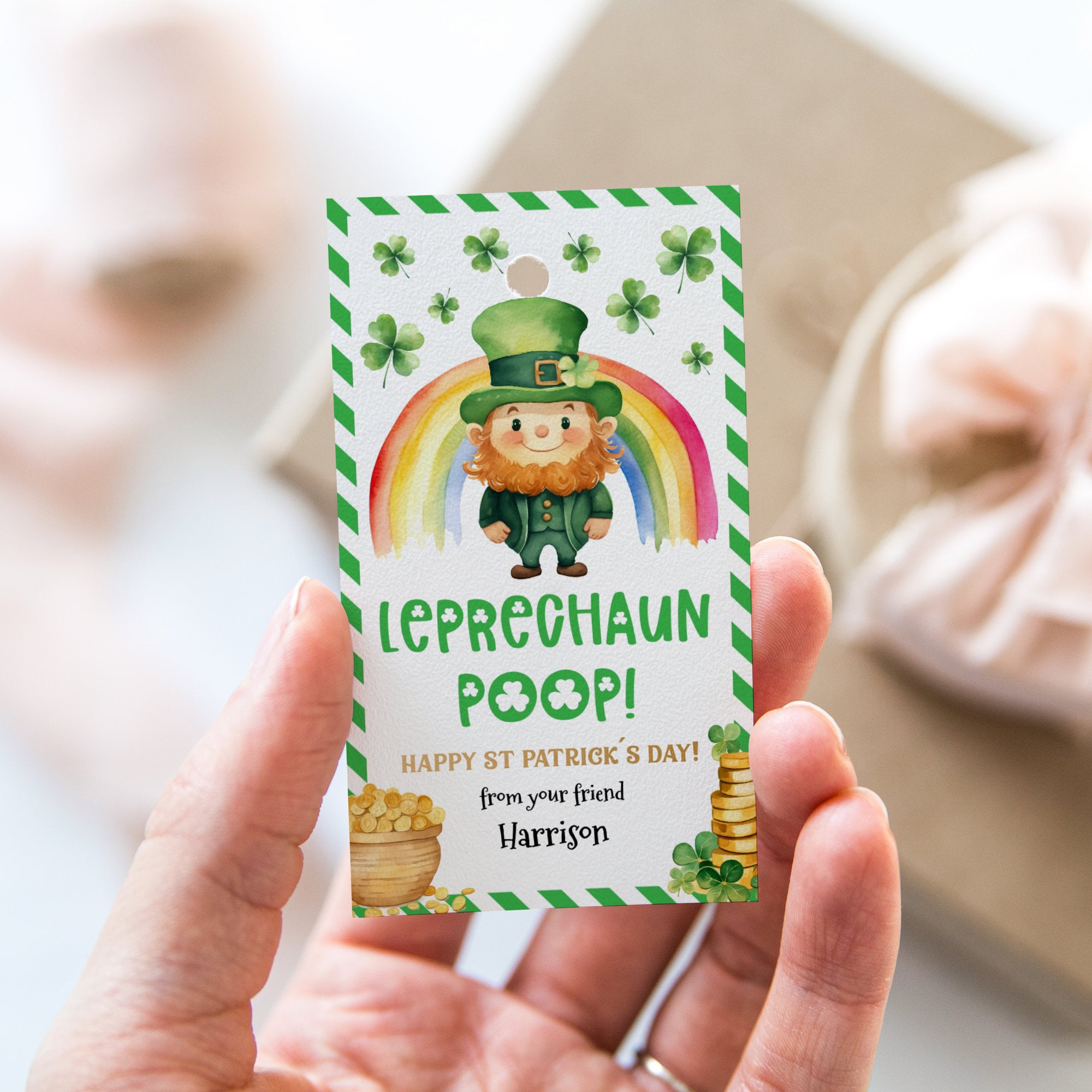 Leprechaun Poop Gift Tag Printable Editable St Patricks Day Favor Tag ...