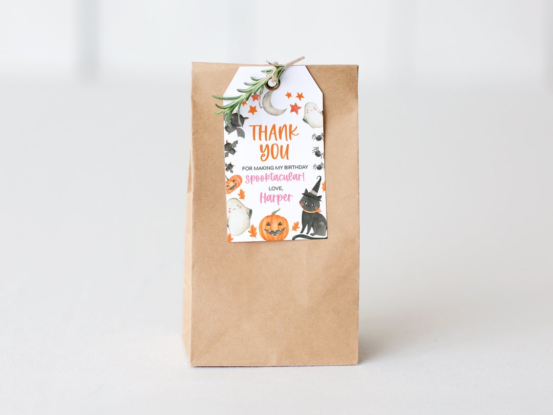 Editable Halloween Favor Tag Template Printable Pumpkin Girl Birthday ...