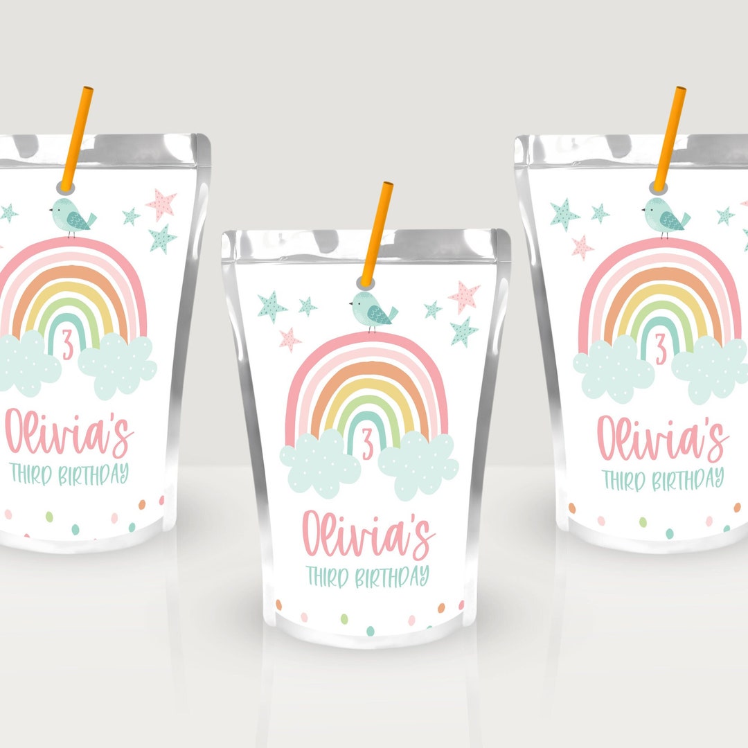 Editable Rainbow Capri Sun Labels Template Printable Pastel Boho ...
