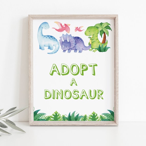 Adopt A Dinosaur Printable Table Sign Trex Dinosaur Adoption - Etsy