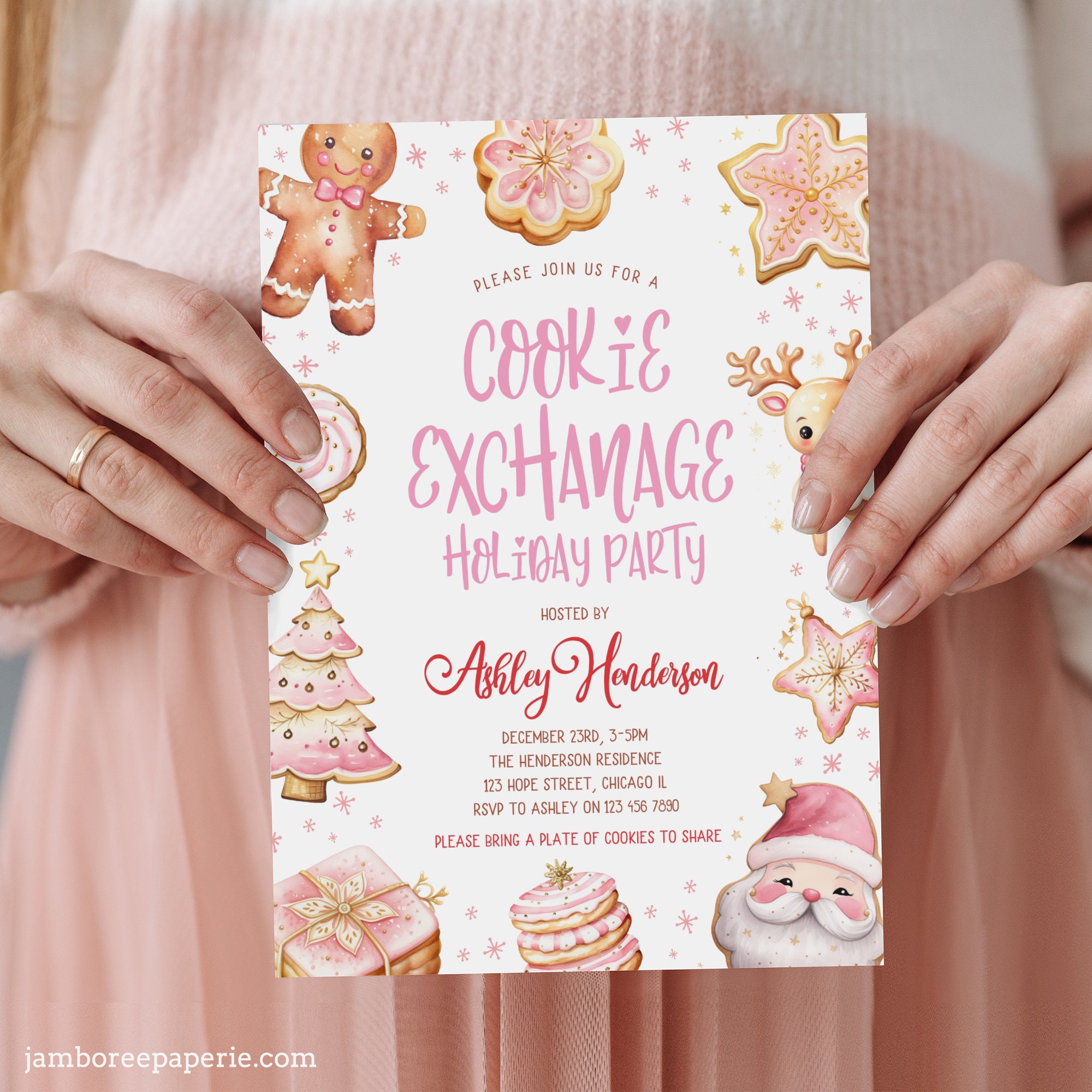 Christmas Cookie Exchange Invitation Template Christmas Cookie - Etsy
