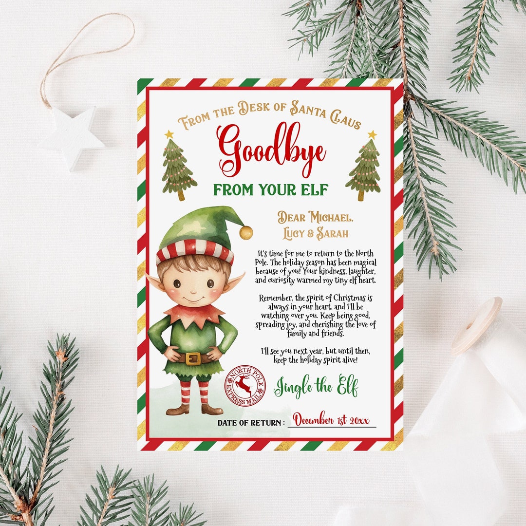 Editable Elf Goodbye Letter Printable Elf Letter Elf Farewell Departure ...