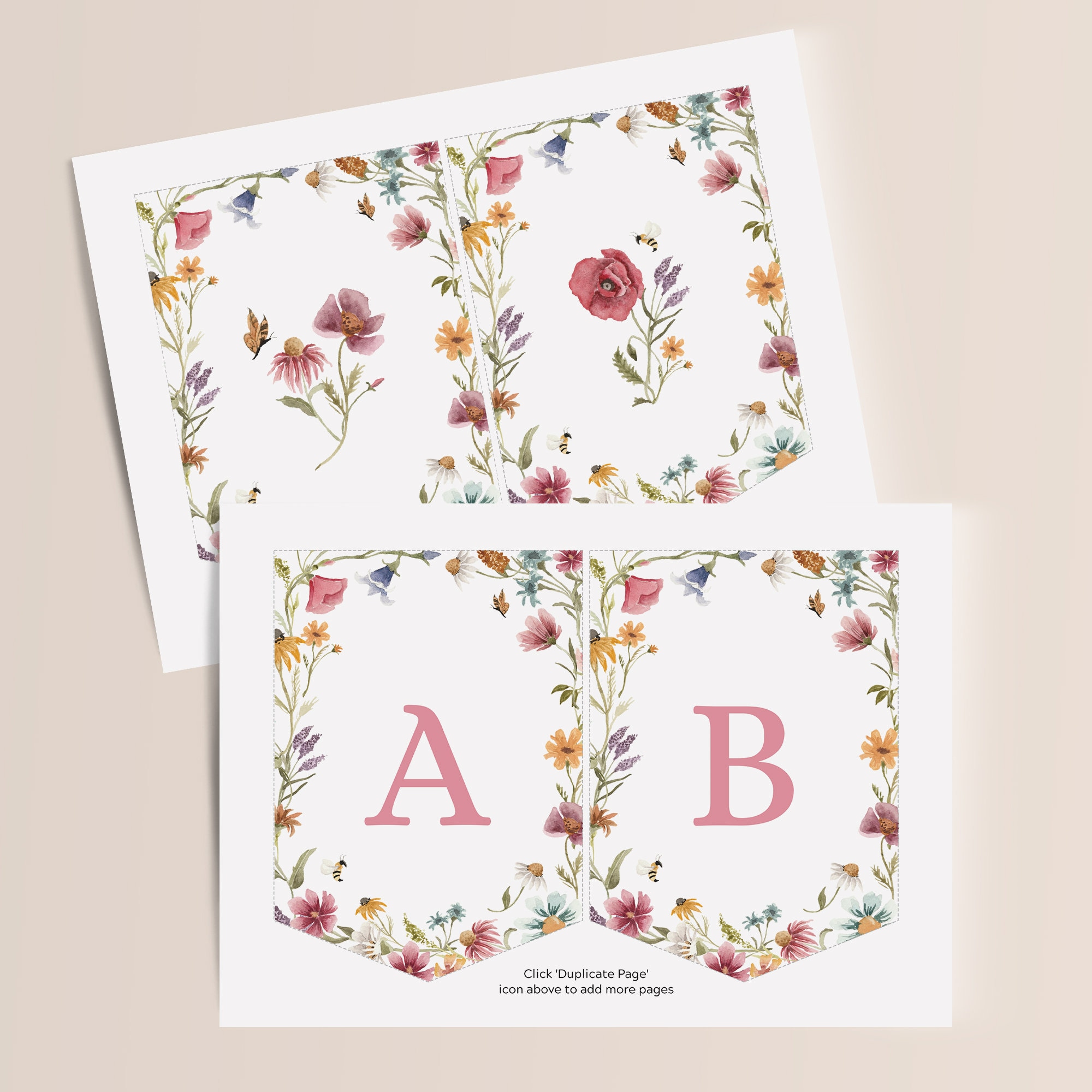 Wildflower Editable Birthday Banner Template Printable Custom Floral ...