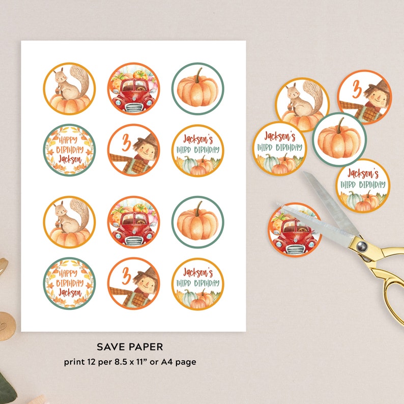 Editable Fall Cupcake Toppers Template Printable Pumpkin Truck - Etsy