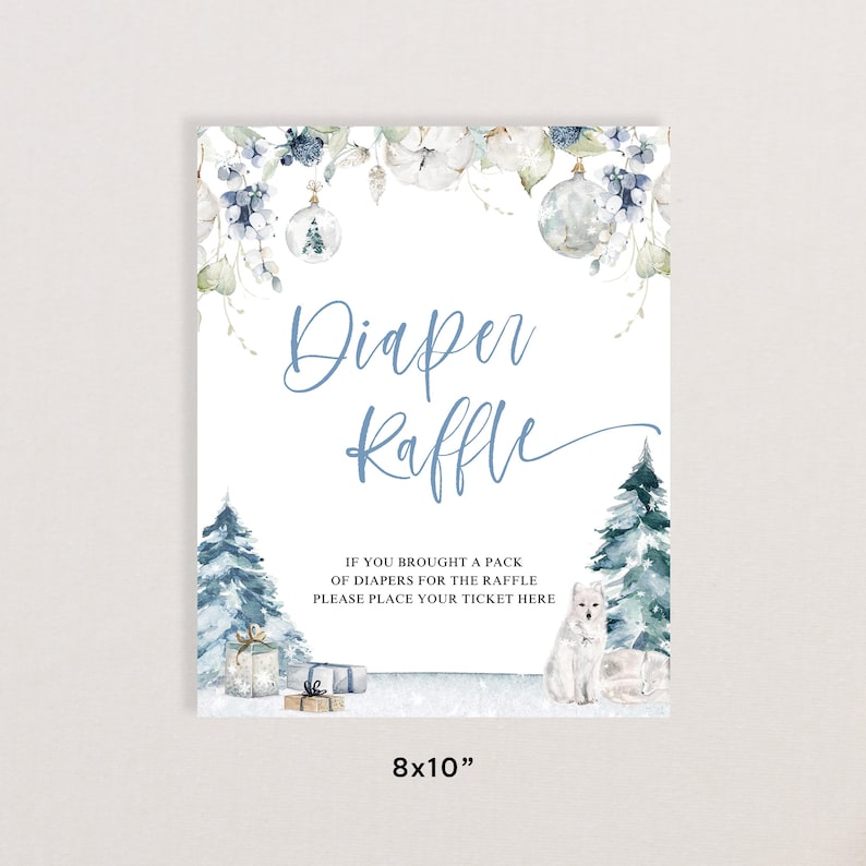 Winter Wonderland Diaper Raffle Sign Printable Christmas Baby - Etsy