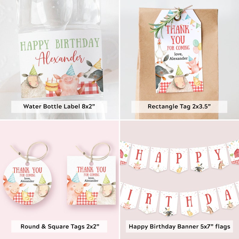 Red Barnyard Birthday Invitation Bundle Farm Animals Oink Baa - Etsy