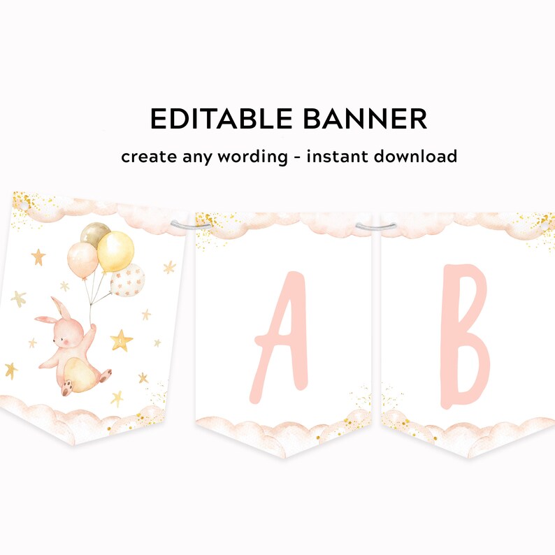 Editable Bunny Birthday Banner Template Printable Custom Some - Etsy