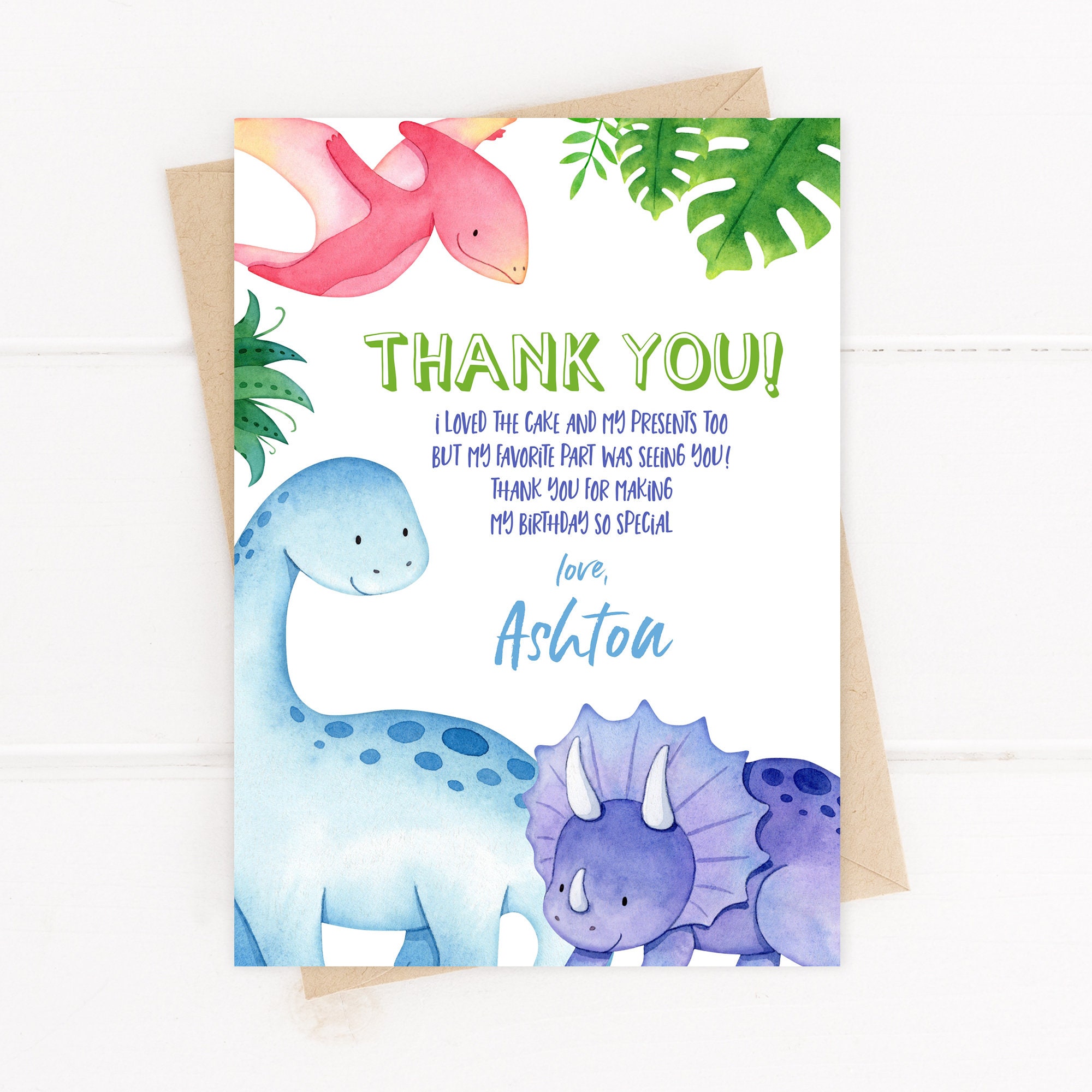 Editable Dinosaur Thank You Card Template Printable Trex Jurassic ...