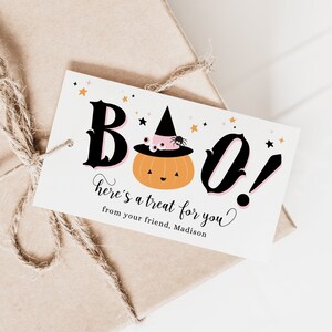 Printable Halloween Treat Tag, Boo Heres a Treat for You Trick or Treat ...