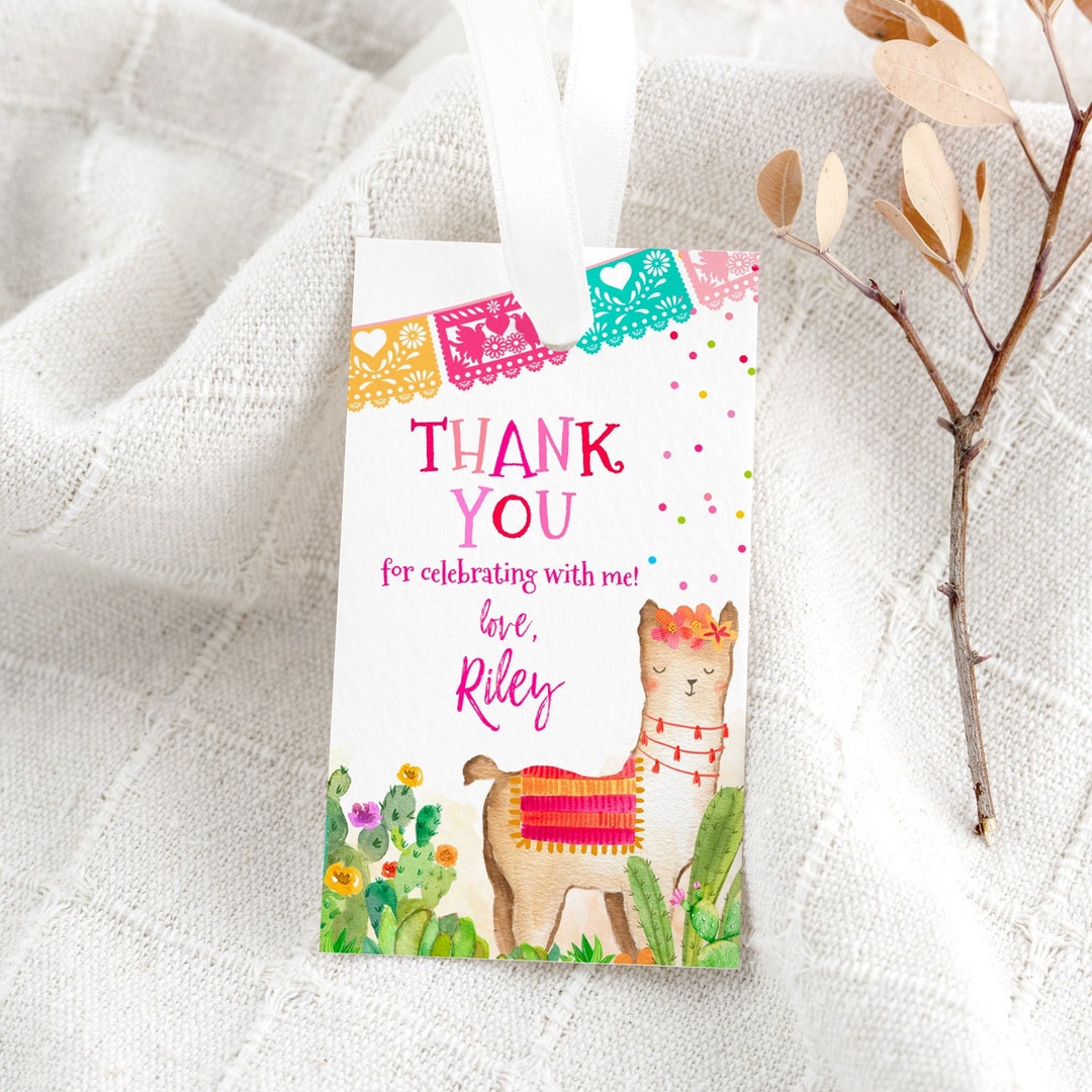First Fiesta Favor Tag Printable Pink Mexican Birthday Party Thank You ...