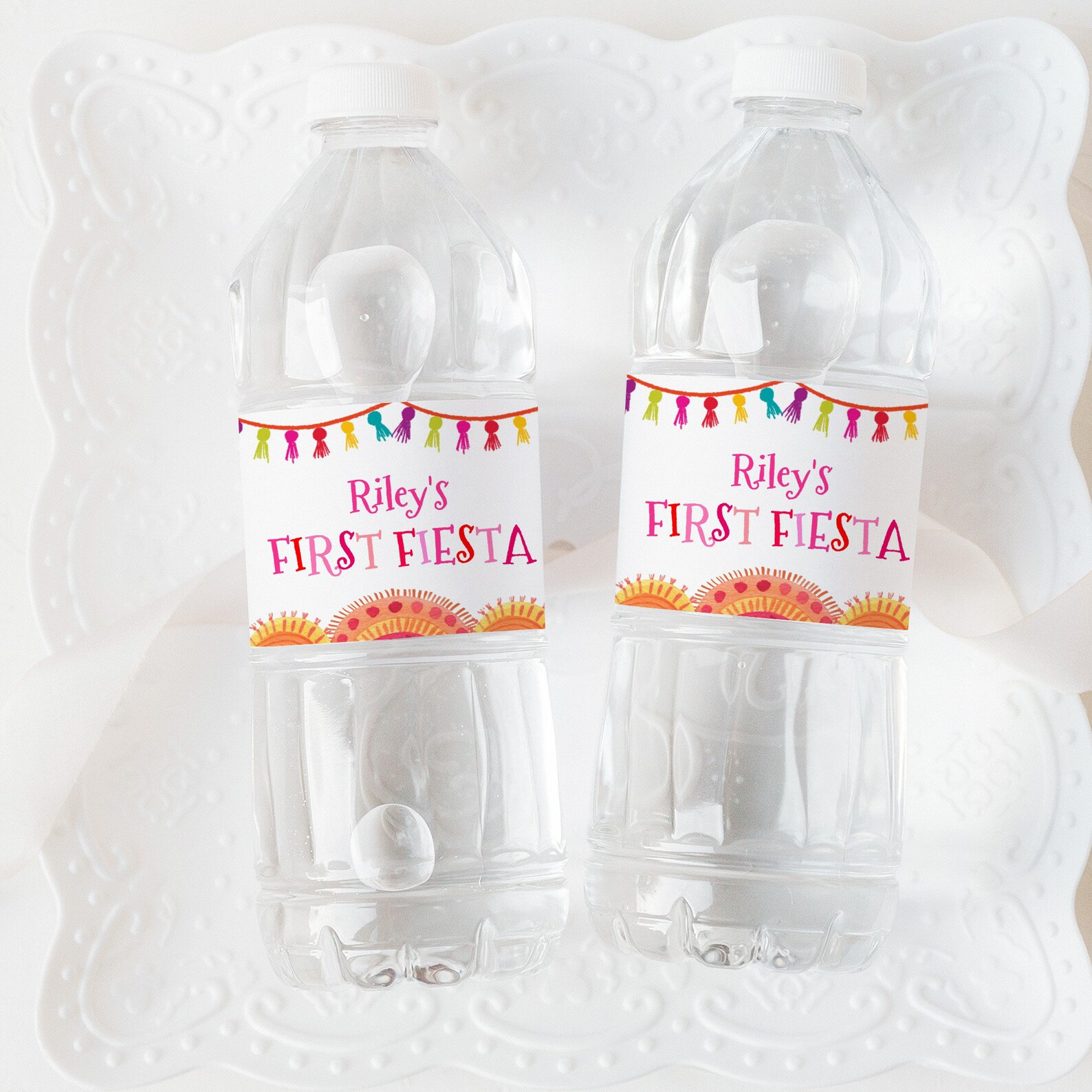Fiesta Water Bottle Labels, Printable First Fiesta Mexican Llama Cactus ...