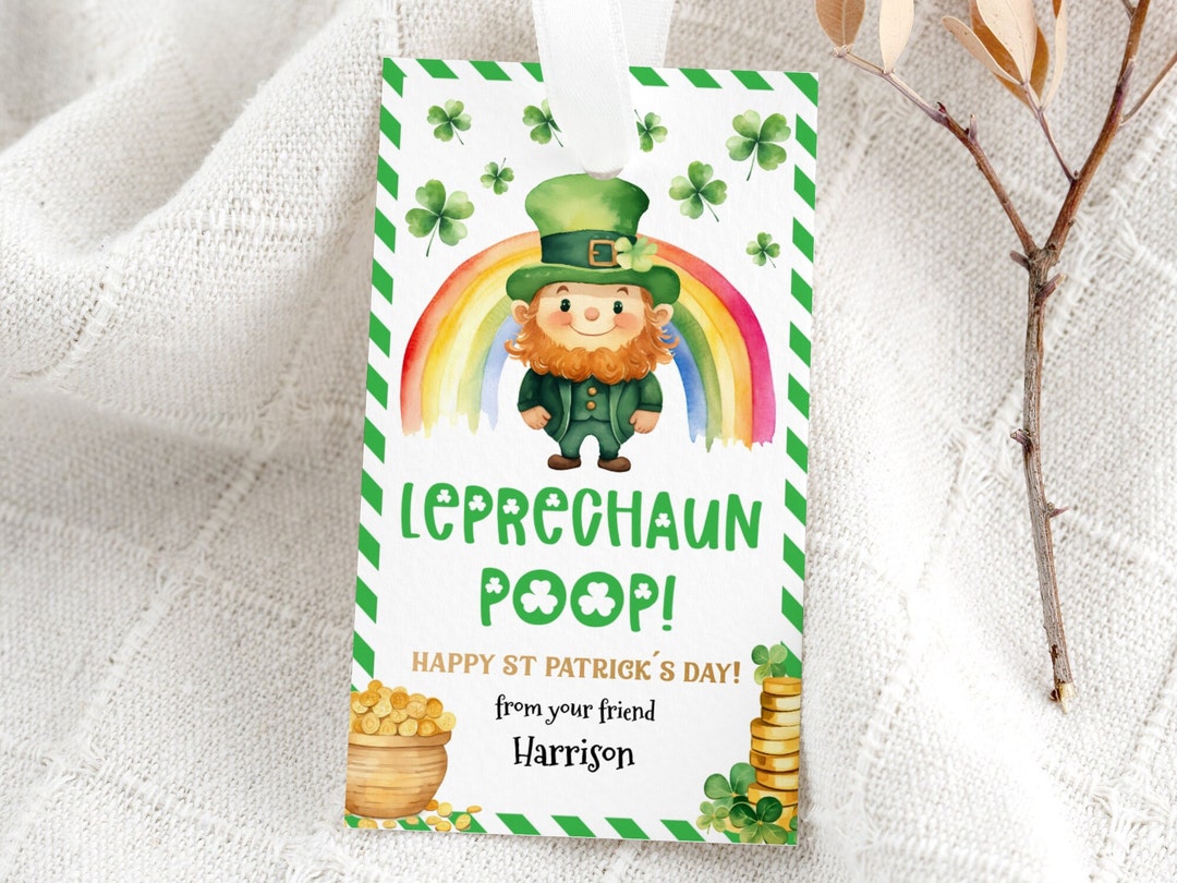 Leprechaun Poop Gift Tag Printable Editable St Patricks Day Favor Tag ...