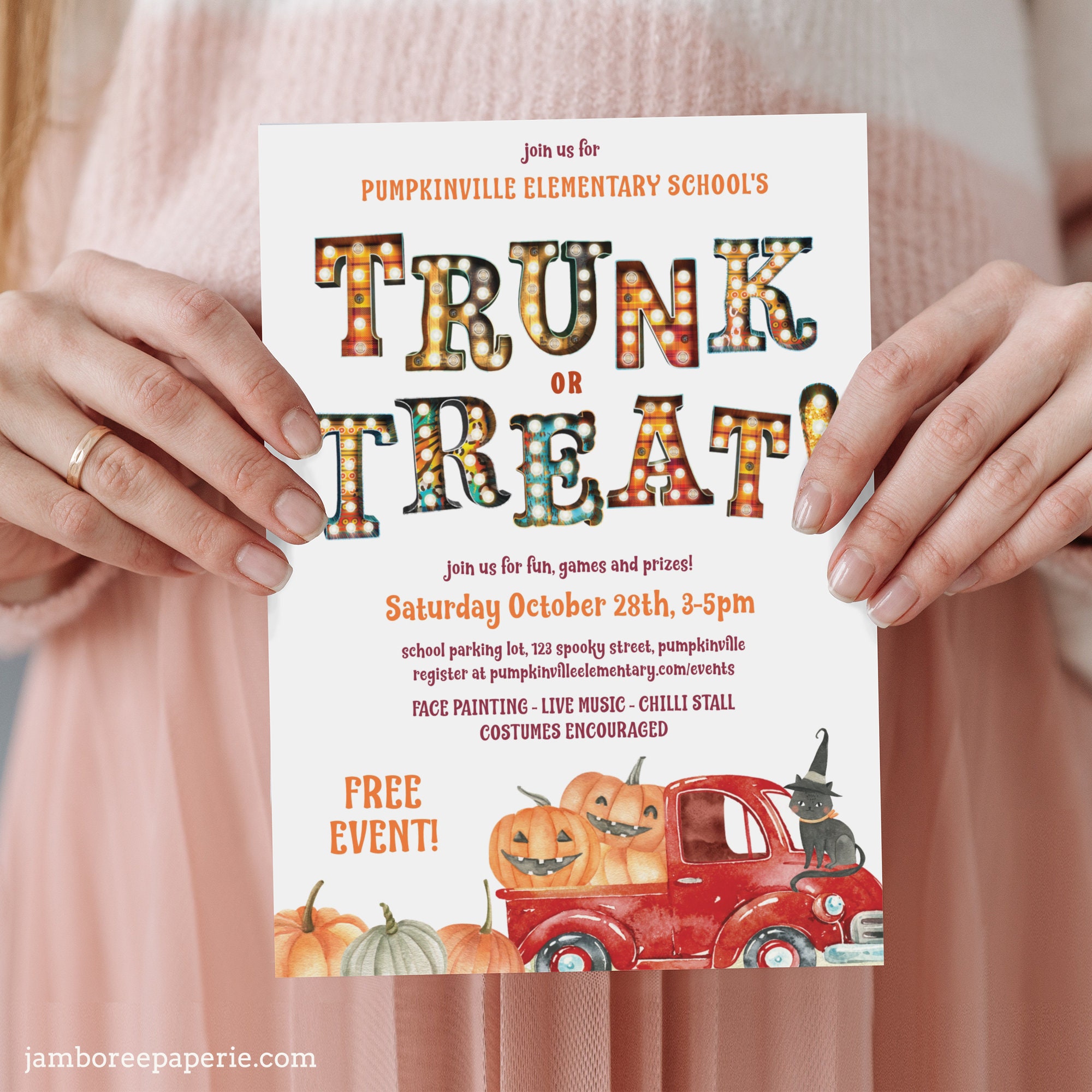 Trunk or Treat Flyer Editable Halloween Trunk or Treat - Etsy