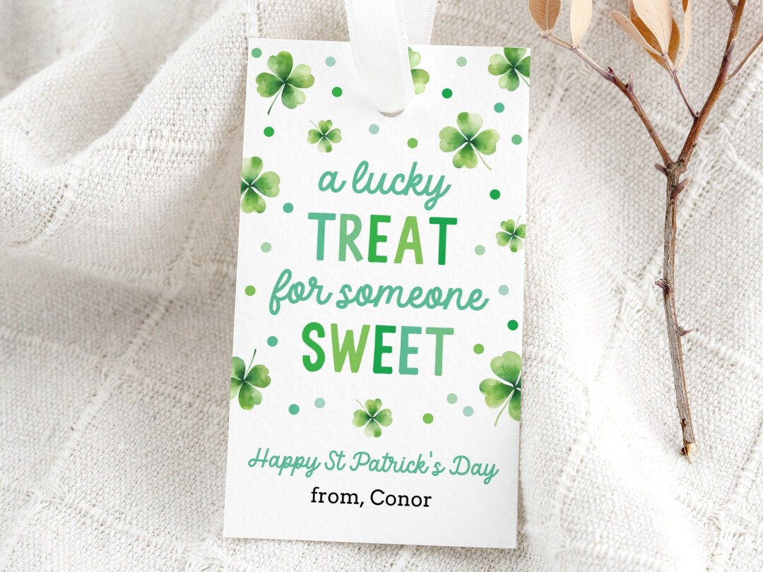 Printable St Patricks Day Gift Tag Green Shamrock A Lucky Treat for ...