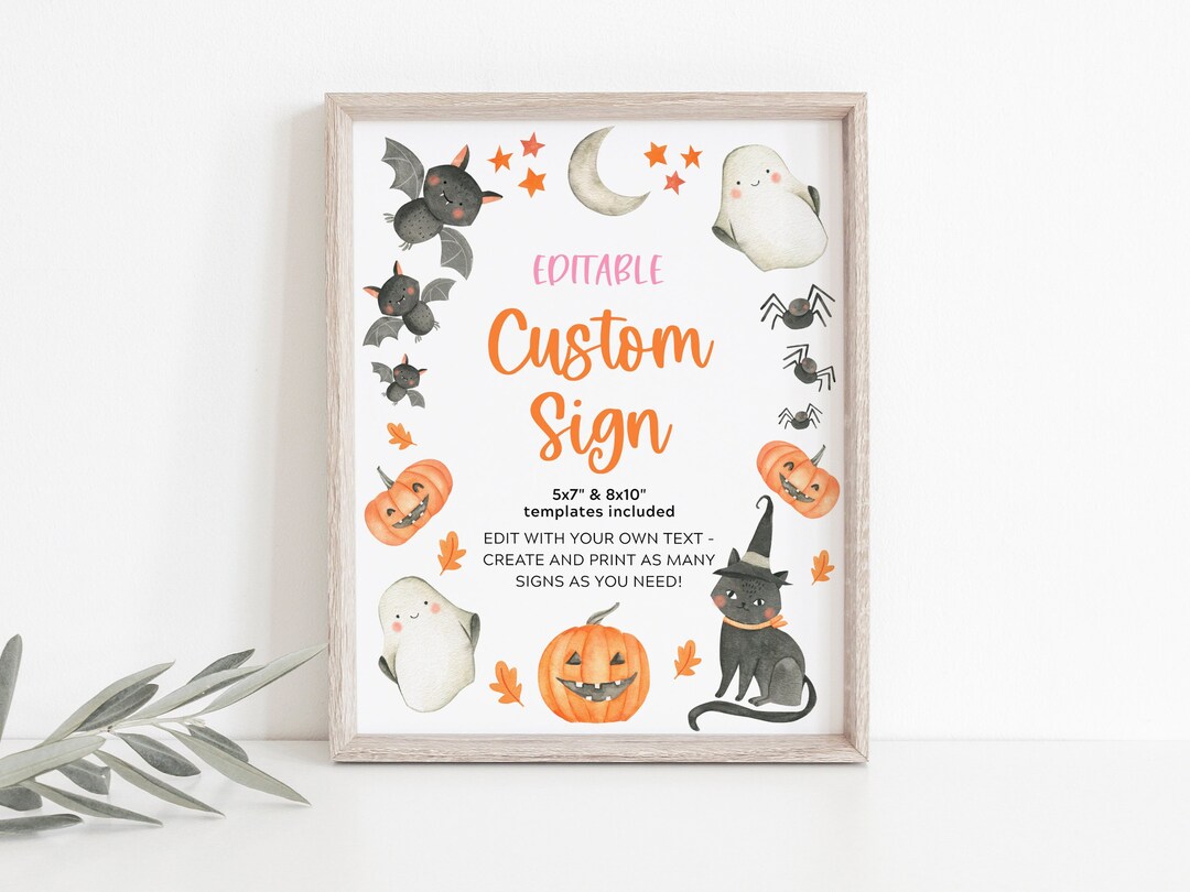 Editable Halloween Custom Sign Template Spooky Spooktacular Girl ...