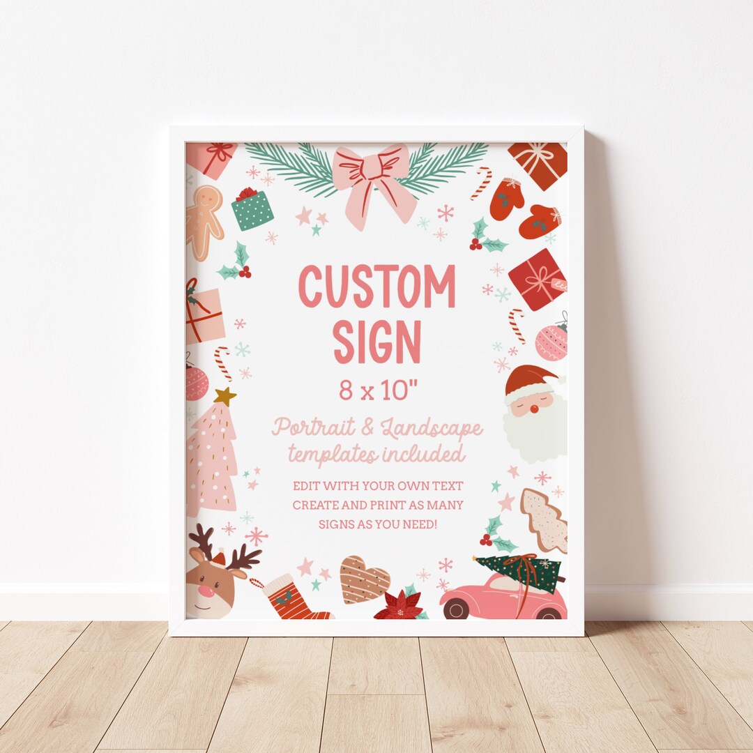 Editable Christmas Birthday Party Custom Sign Oh What Fun Most ...