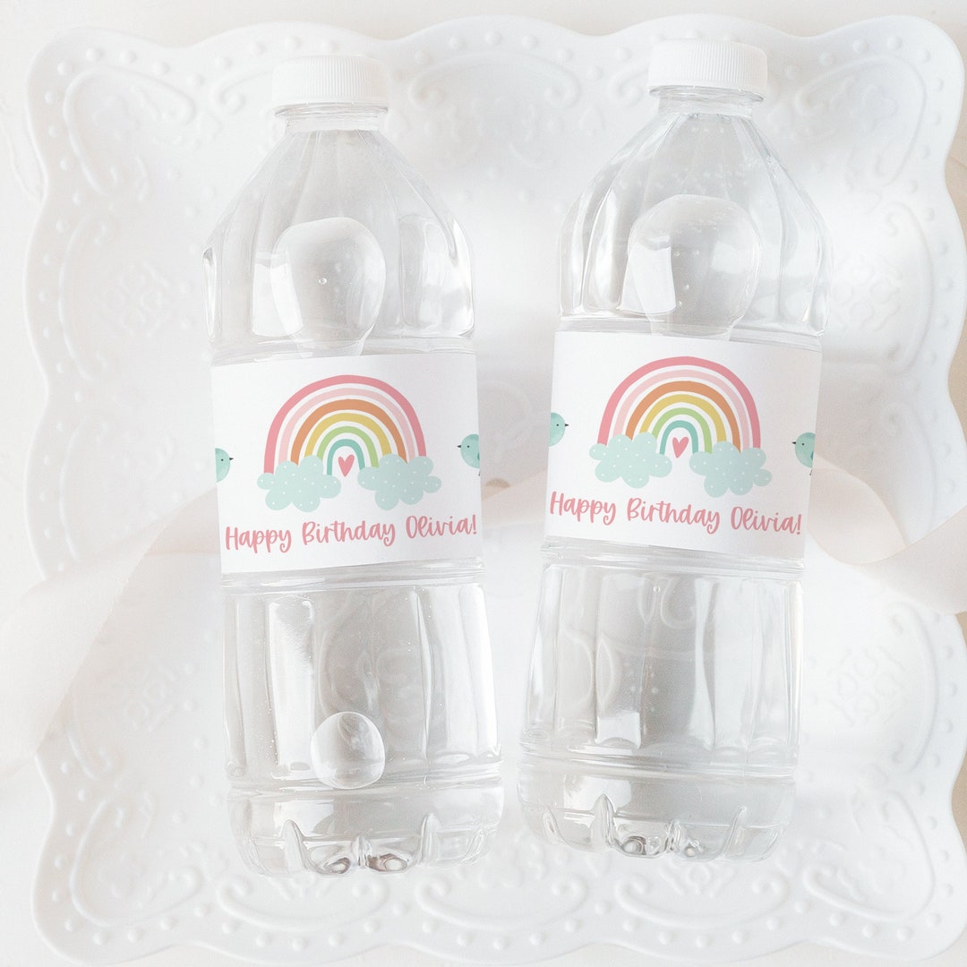 Editable Rainbow Water Bottle Label Template Printable Boho Rainbow ...