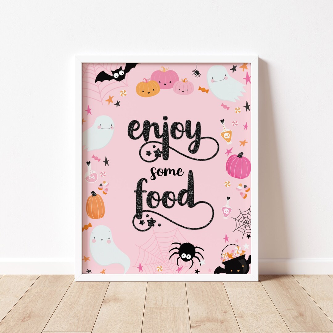 Halloween Party Food Sign 8x10 Table Top Pink Halloween Birthday Party ...
