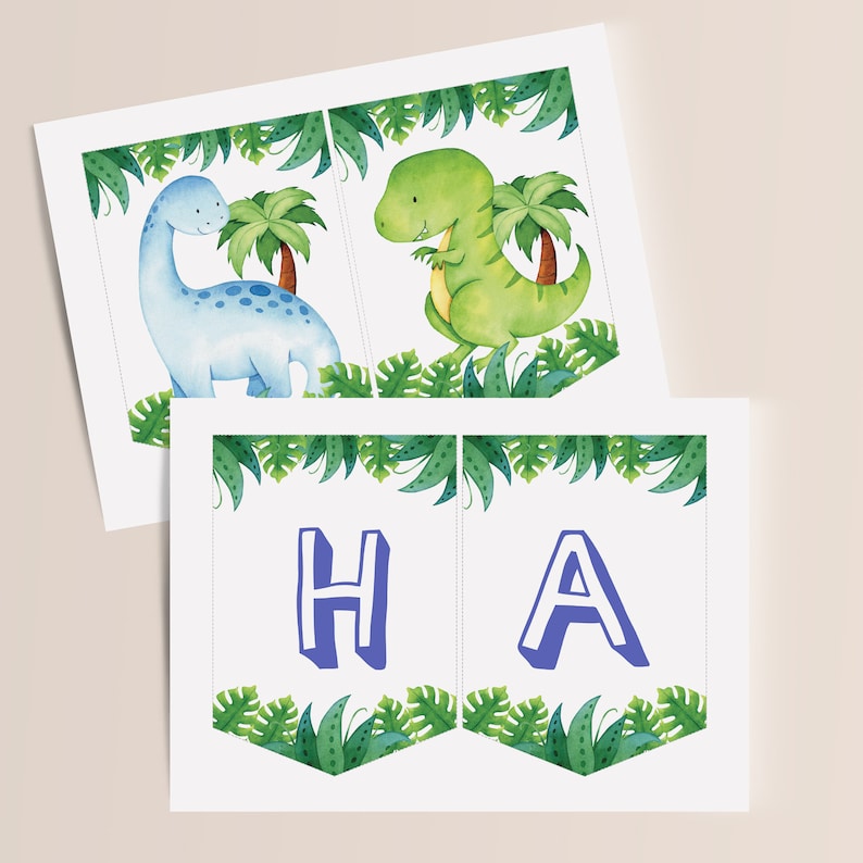Happy Birthday Banner Dinosaur Printable Birthday Bunting Boy - Etsy