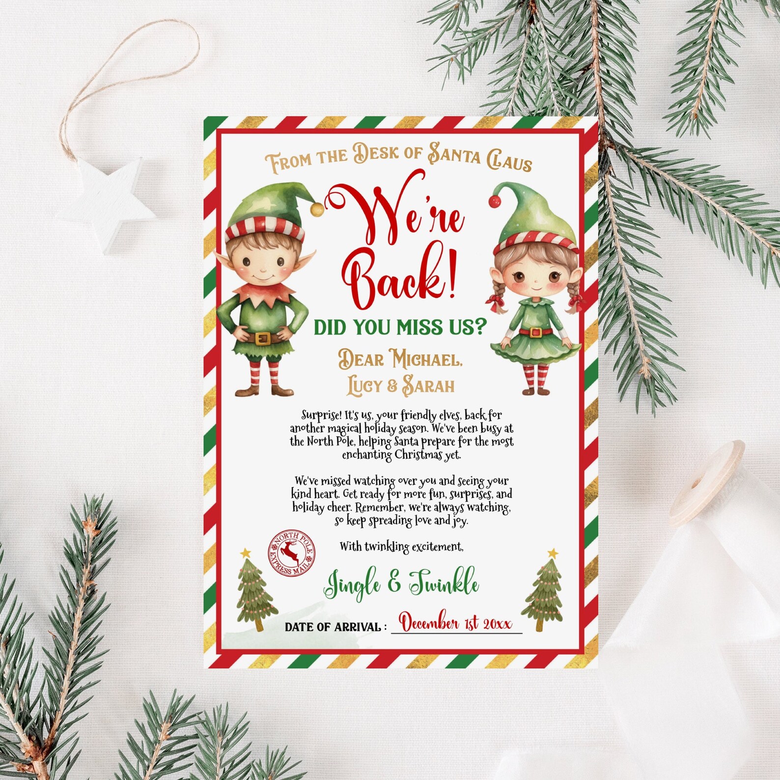 Editable Elves Return Letter Printable, Elf I'm Back Letter, Elf Hello Letter, Elf Welcome ...