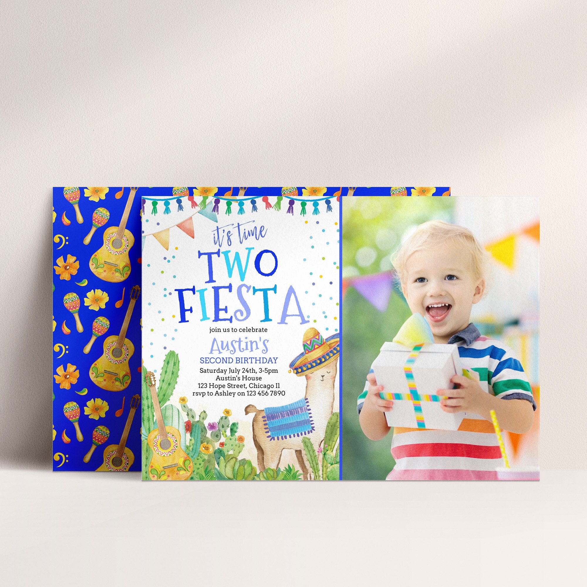 Fiesta Birthday Invitation Template Printable Time Two Fiesta Mexican ...