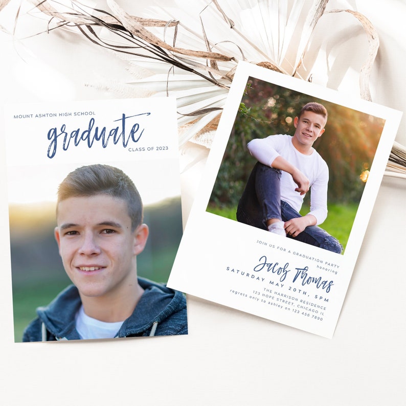 Simple Graduation Party Invitation Template Printable Senior High ...