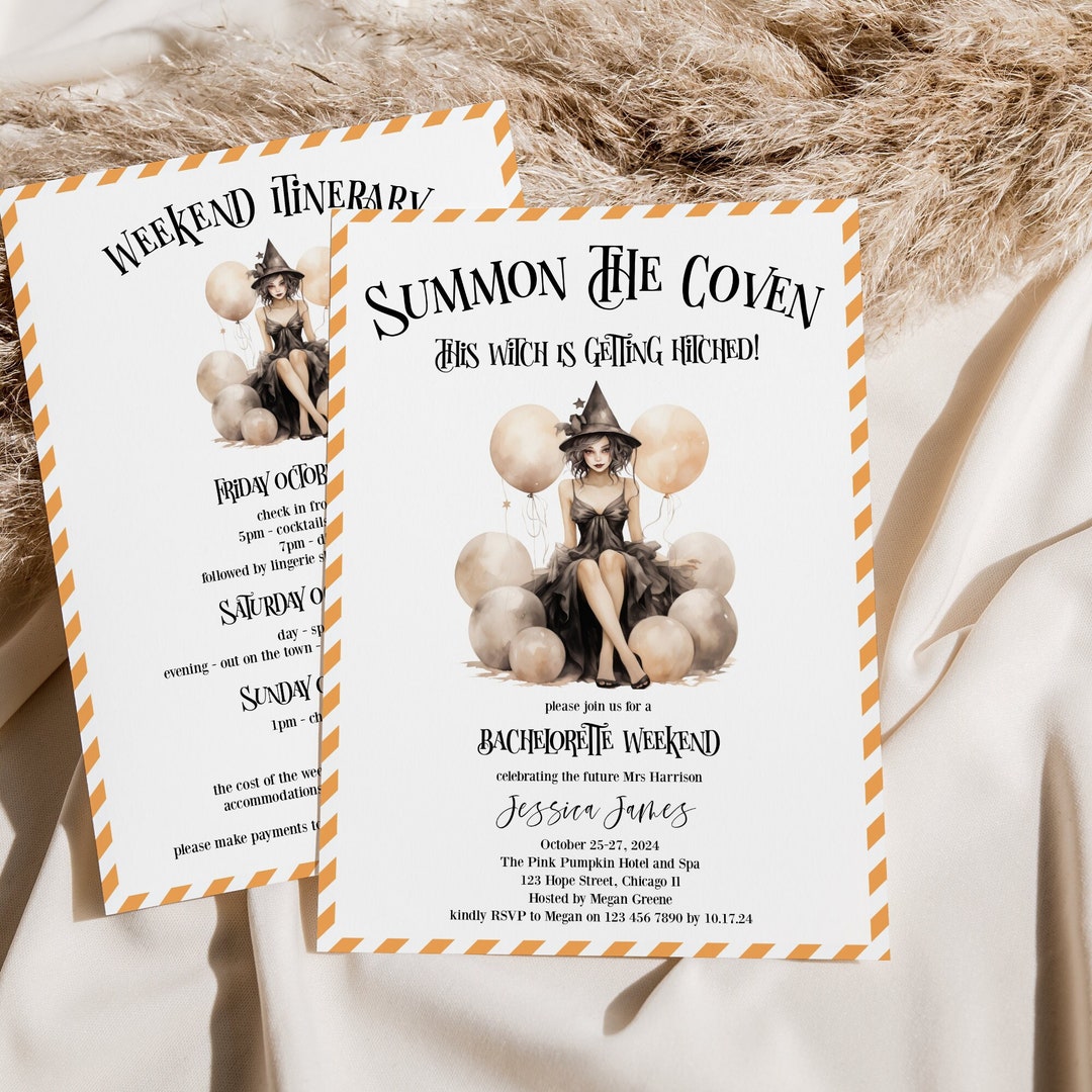 Bachelorette Invitation Witch, Printable Summon the Coven Halloween ...