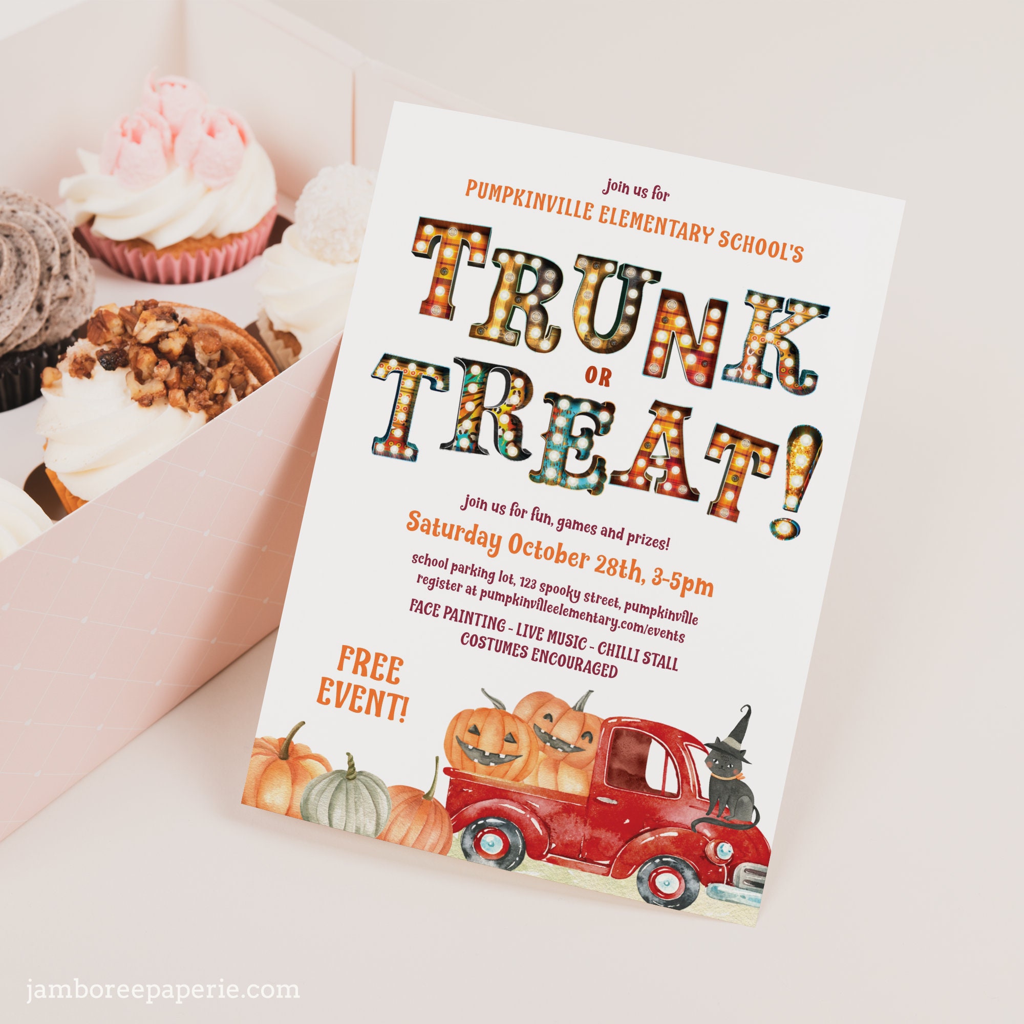 Trunk or Treat Flyer Editable Halloween Trunk or Treat Invitation Flyer ...