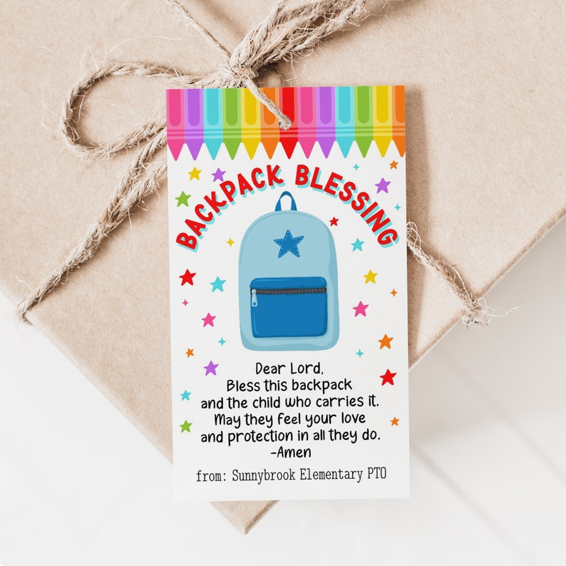 Blessing of the Backpack Tags Printable, Blessing of the Backpack ...