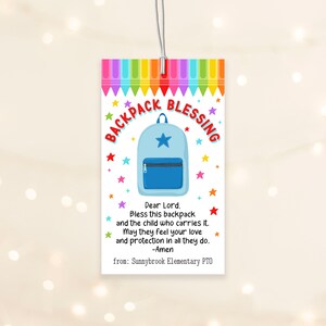 Blessing of the Backpack Tags Printable, Blessing of the Backpack ...