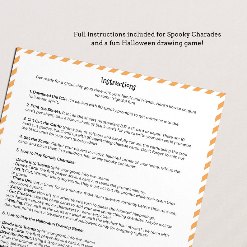 Printable Halloween Charades Party Game Spooky Halloween Charades ...