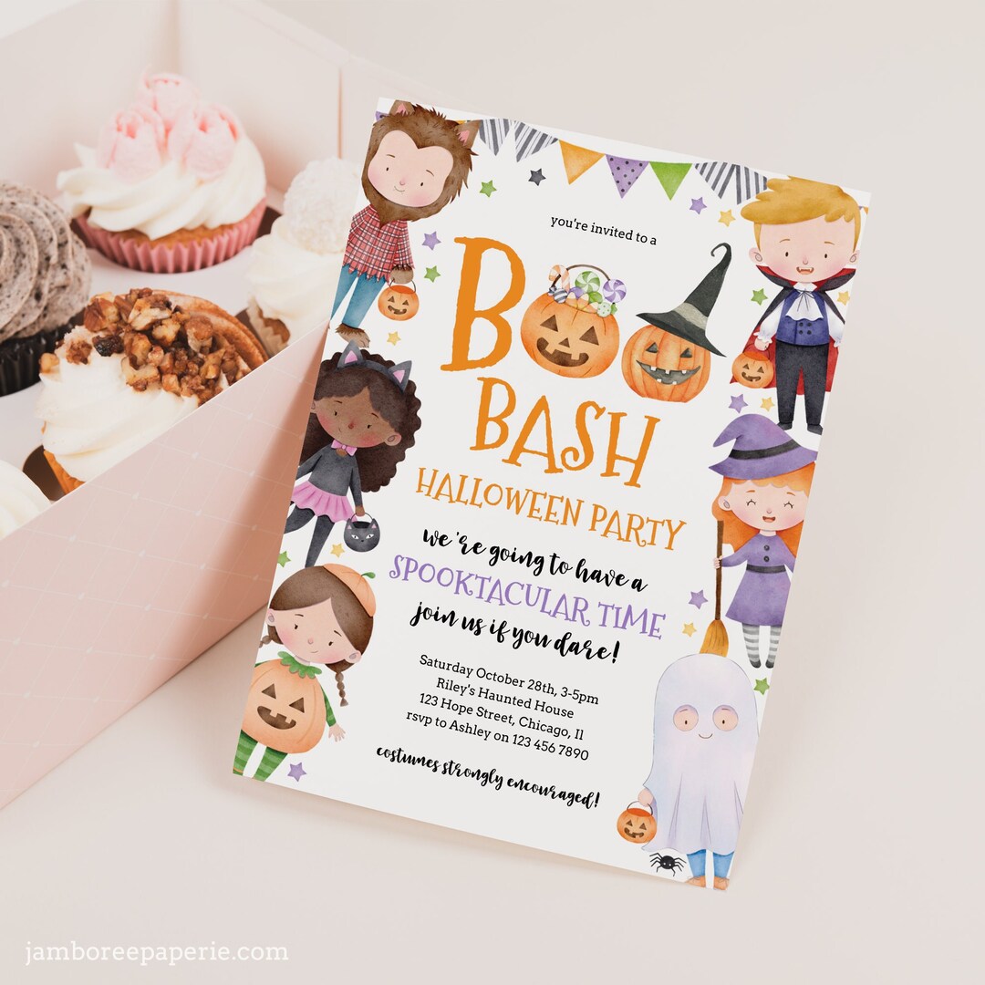 Halloween Boo Bash Invitation Kids Halloween Costume Party Invitation ...