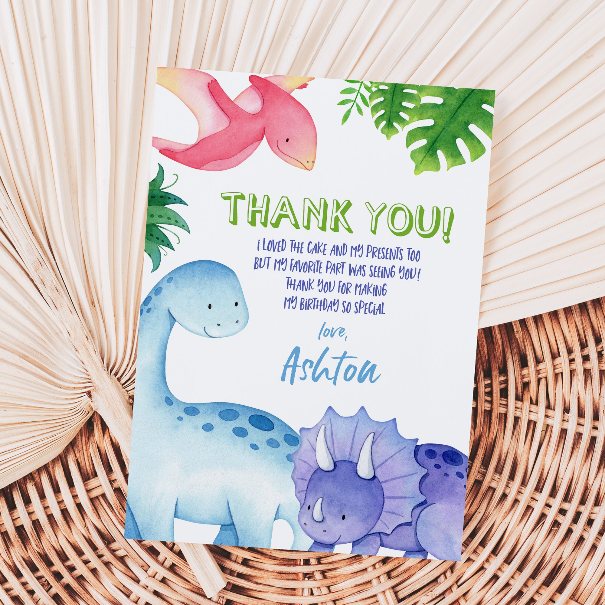 Editable Dinosaur Thank You Card Template Printable Trex Jurassic ...
