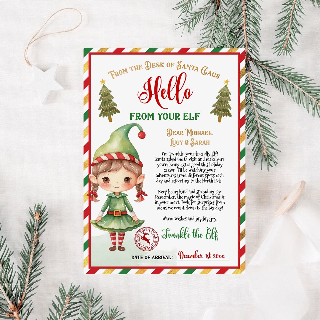 First Time Elf Arrival Letter Printable Elf Hello Letter Girl Elf ...