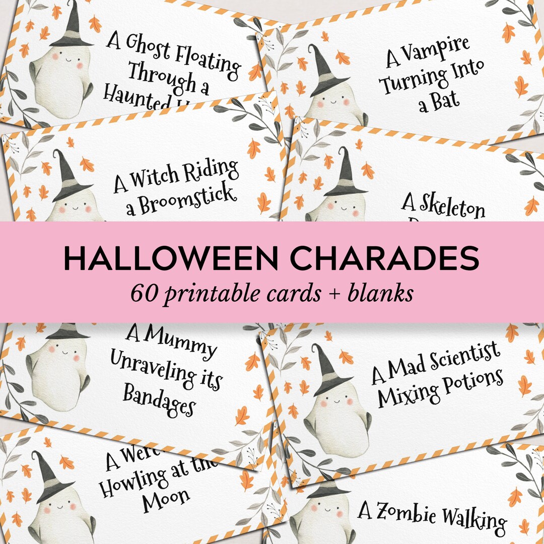Halloween Charades Cards Printable Halloween Charades Party Game ...