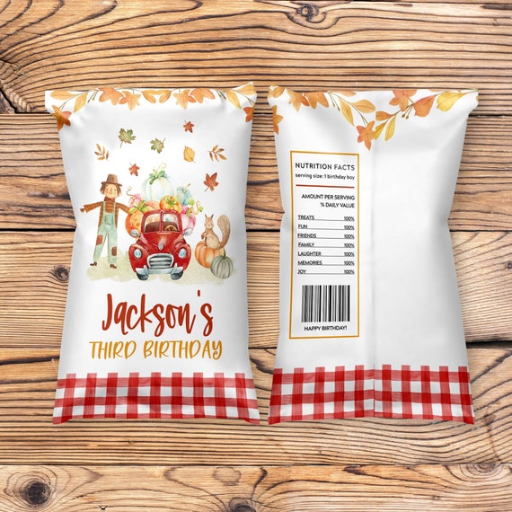 Editable Fall Chip Bags Template Printable Boy Birthday Party - Etsy