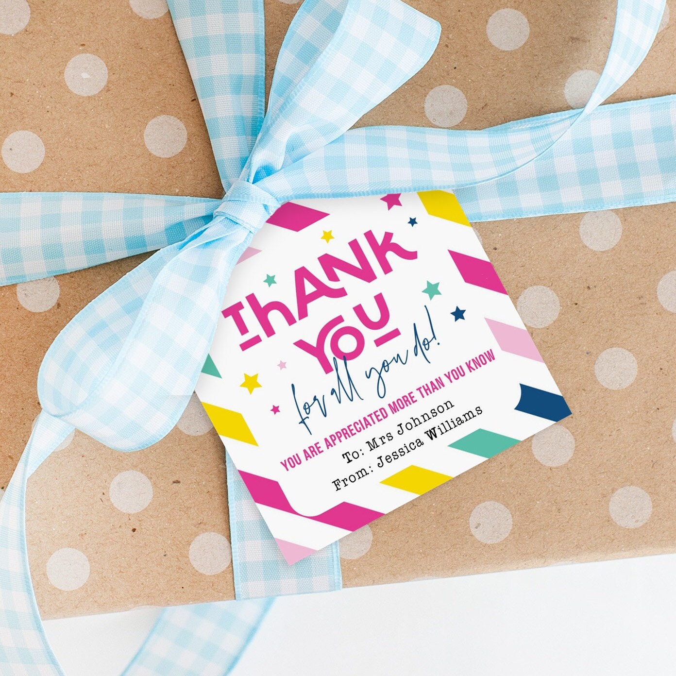 Printable Teacher Appreciation Week Gift Tag Editable Thank You for All ...
