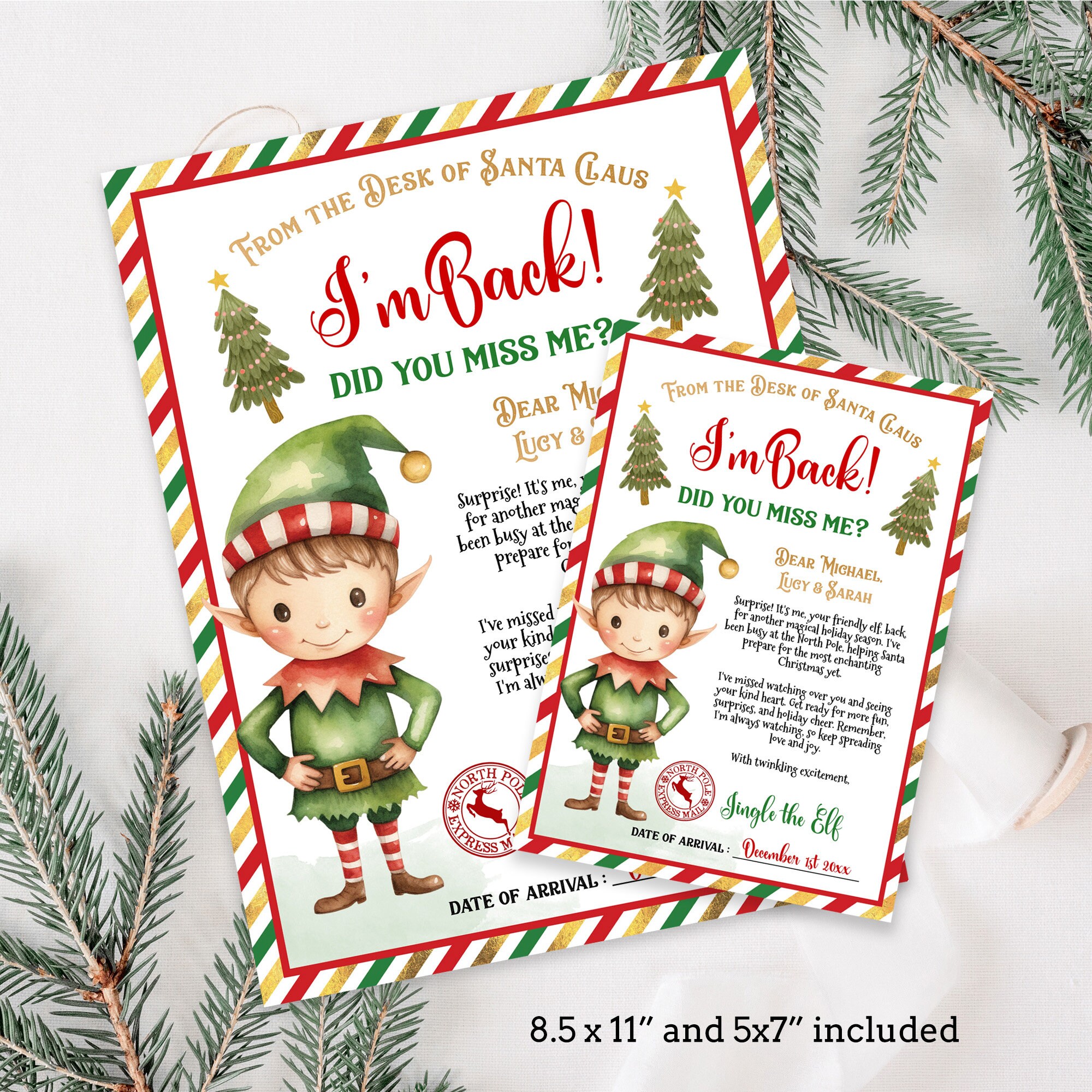 Editable I'm Back Elf Letter Printable Elf Letter Elf Hello Letter Boy ...