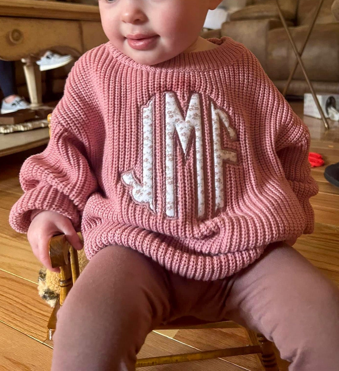 Baby/toddler Girl Embroidered Monogram Sweater Personalized Oversized ...