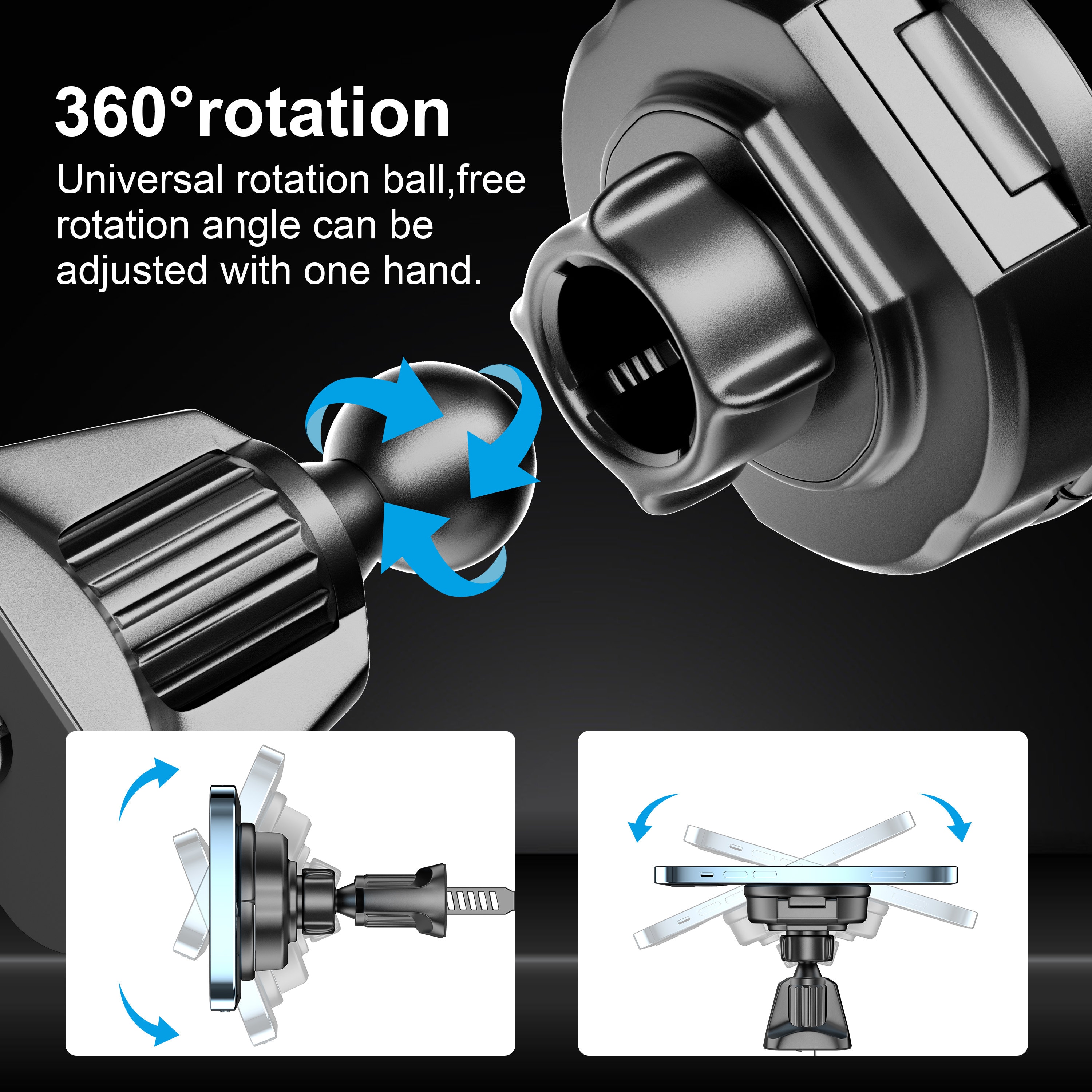 Magsafe Compatible 3-in-1 Magnetic Car Phone Mount: Spring Loaded J ...