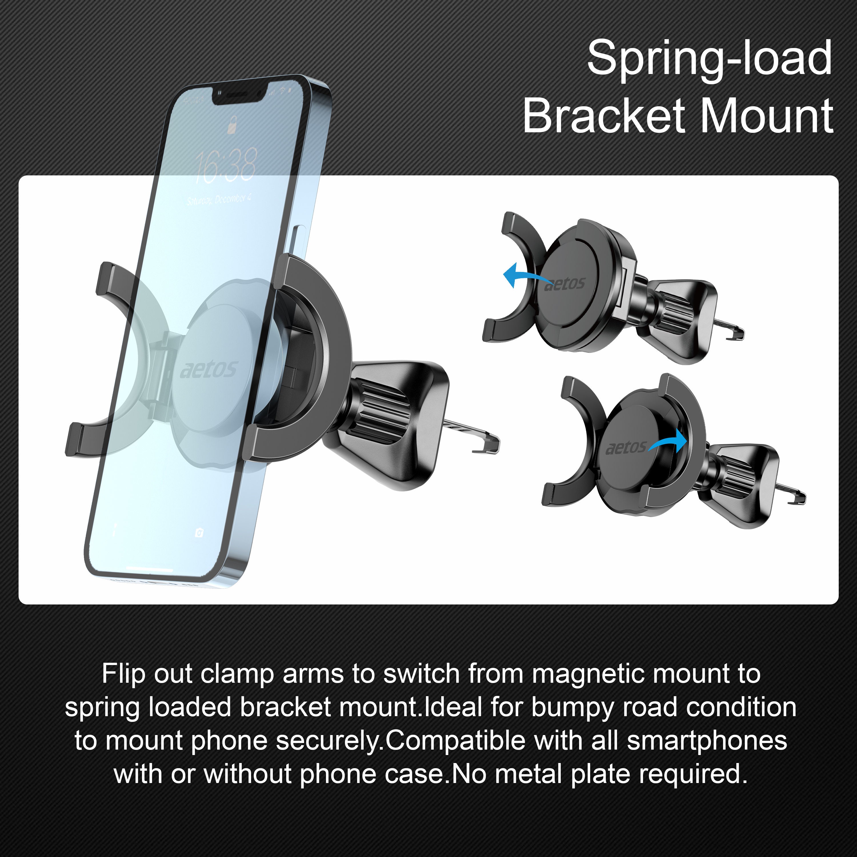 Magsafe Compatible 3-in-1 Magnetic Car Phone Mount: Spring Loaded J ...